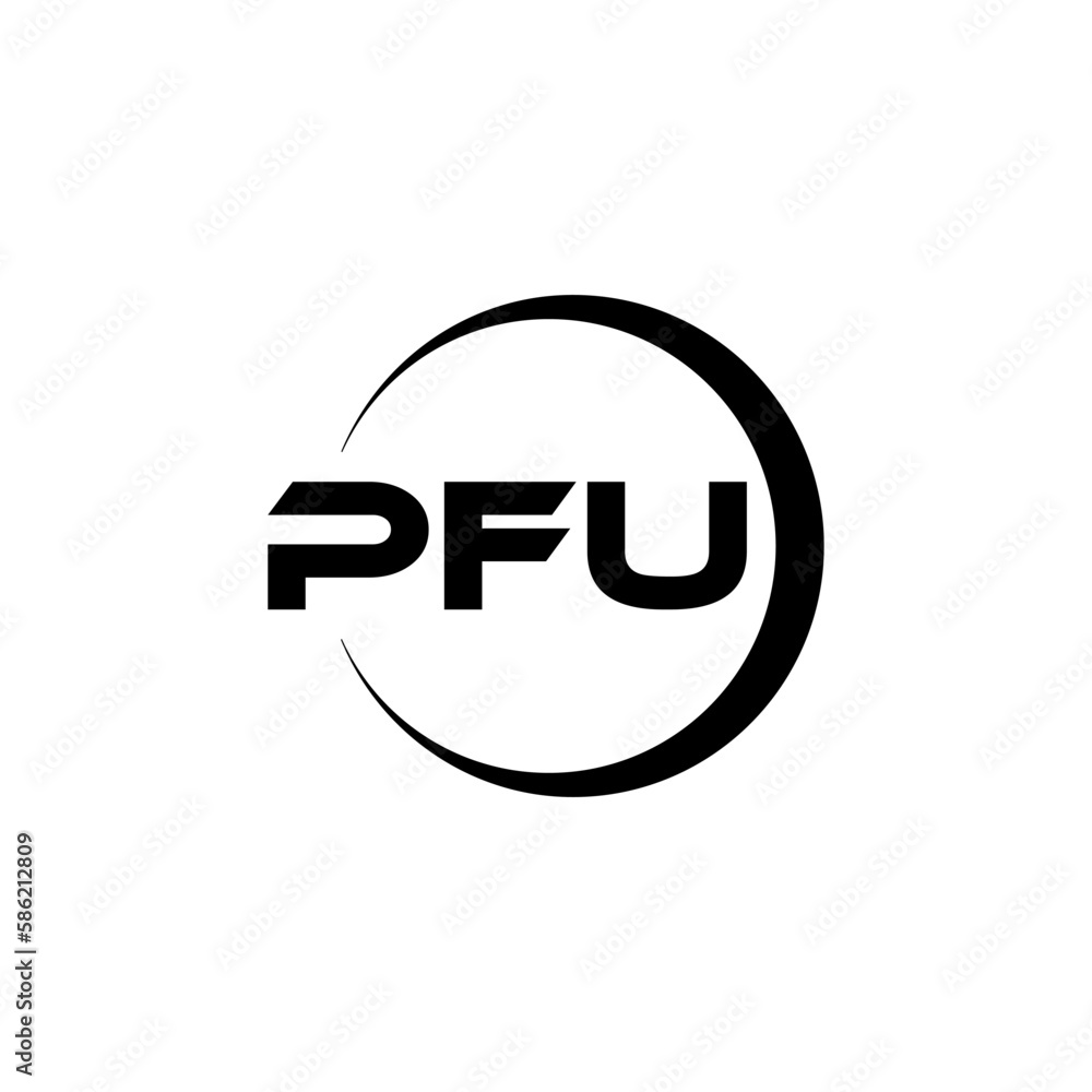 PFU letter logo design with white background in illustrator, cube logo ...
