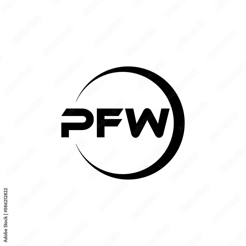 PFW letter logo design with white background in illustrator, cube logo ...