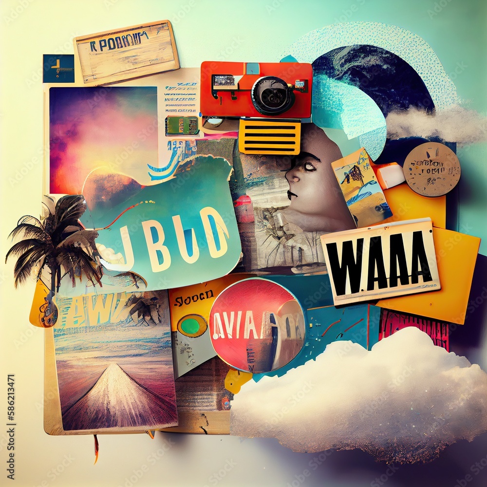 Dream vision board concept, palm trees and clouds. Generative AI Stock ...