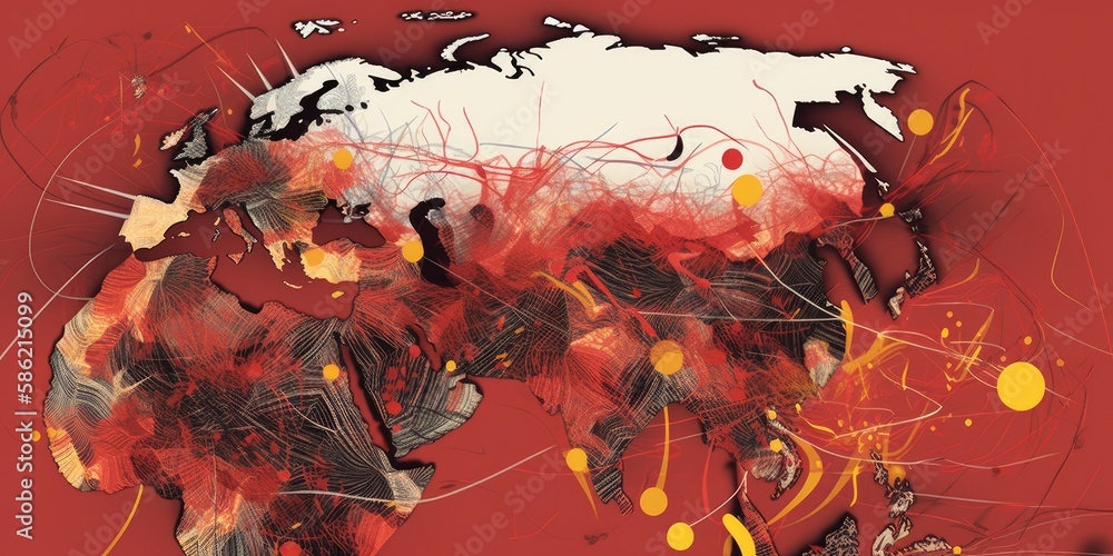 Abstract illustration of China as a rising world power, global player ...