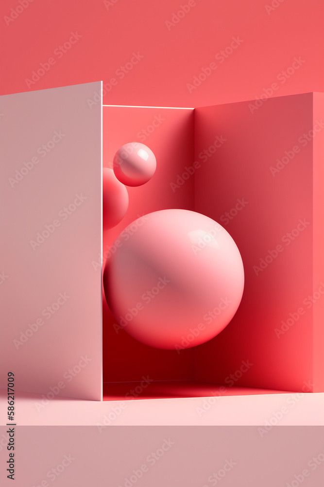 Generative AI illustration of geometric shapes and smooth forms of ...