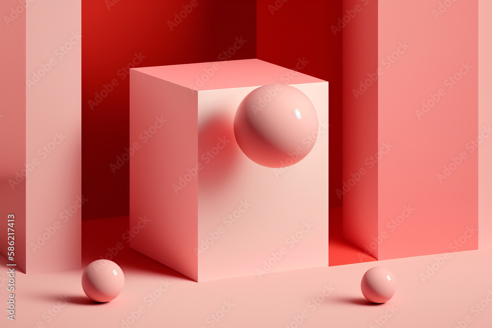 Generative AI illustration of geometric shapes and forms of shiny ...