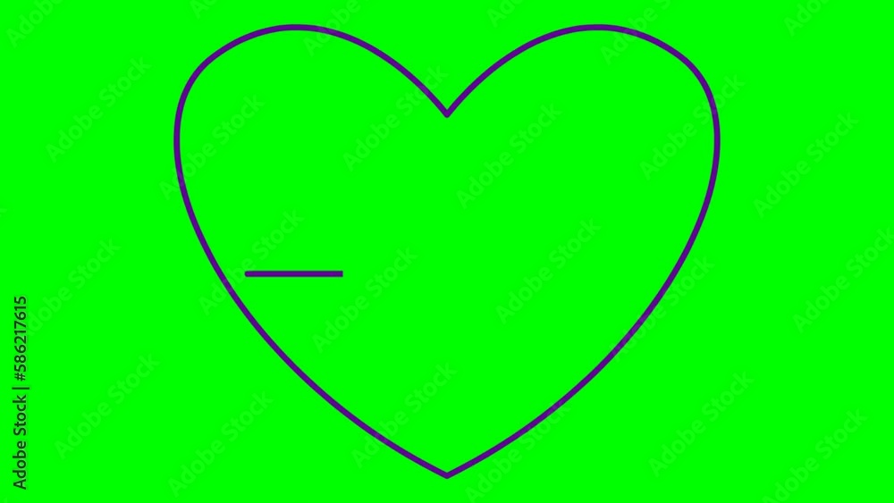 Animated Violet Pounding Heart With Electrocardiogram Linear Symbol Of