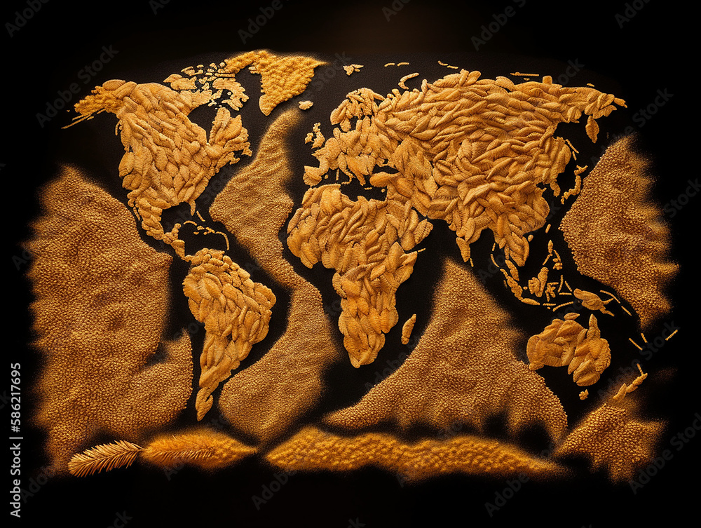Wheat map generated with ai map of the world is made with wheat trade ...