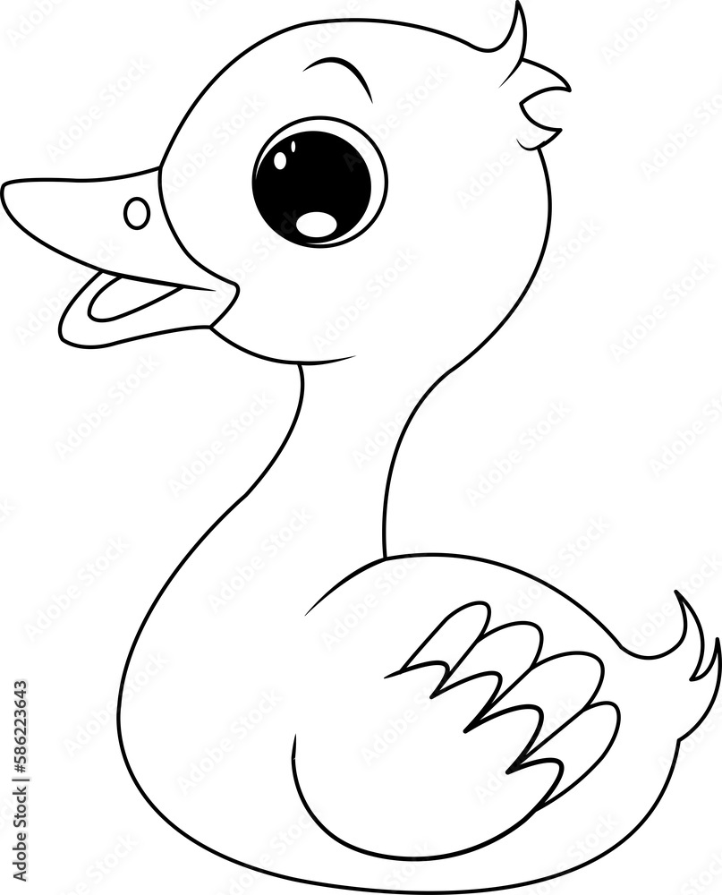 Duck line art for coloring Stock Illustration | Adobe Stock