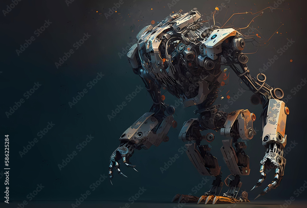robot on an abstract background. Banner. Generative AI. Stock ...
