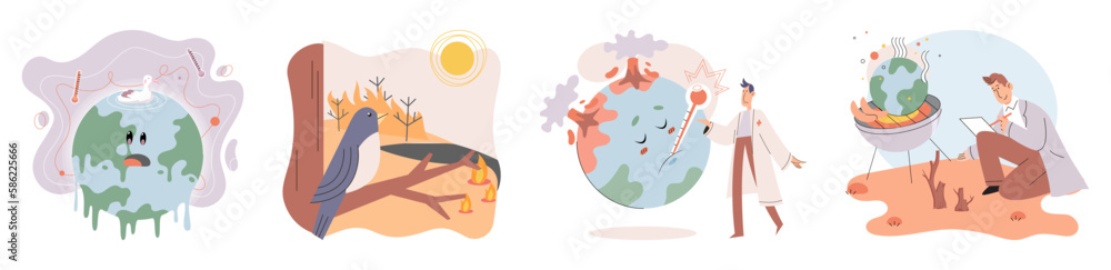 Global warming. High temperature and hot weather Earth. Climate change ...