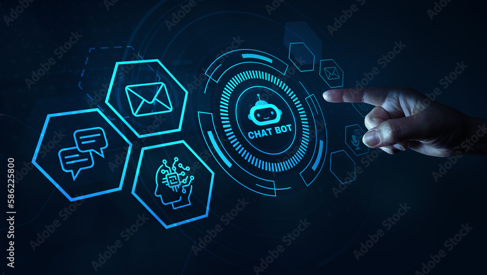 Chatbot with AI (Artificial Intelligence), search engine, businessman ...