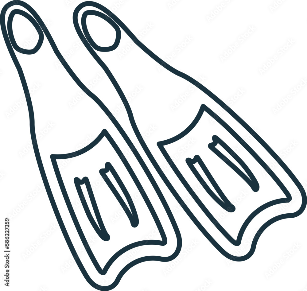 Flippers line icon. Monochrome simple Flippers outline icon for ...
