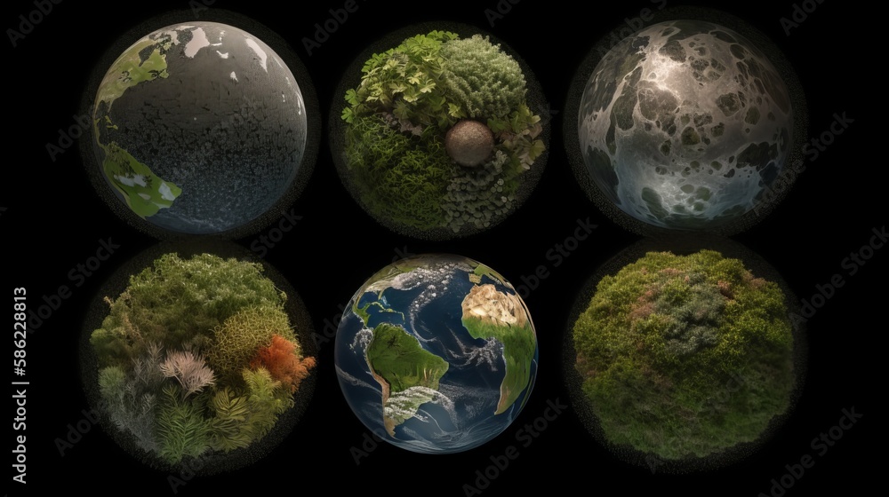 An image of the Earth with different ecosystems, such as forests ...