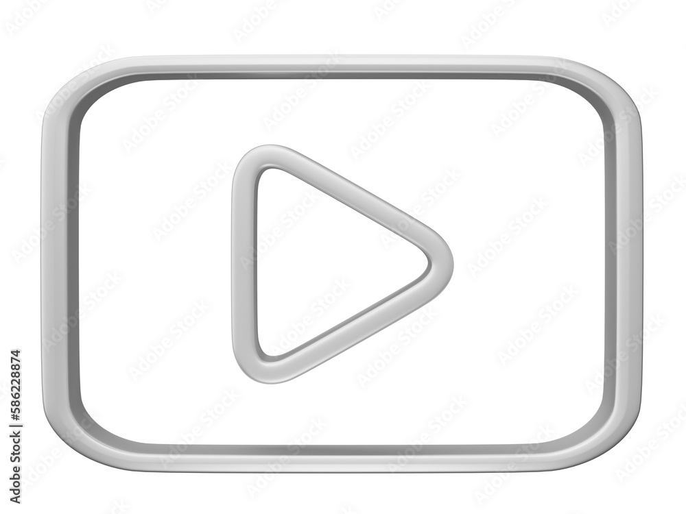 3D, Silver youtube logo icon isolated on transparent background. Stock ...