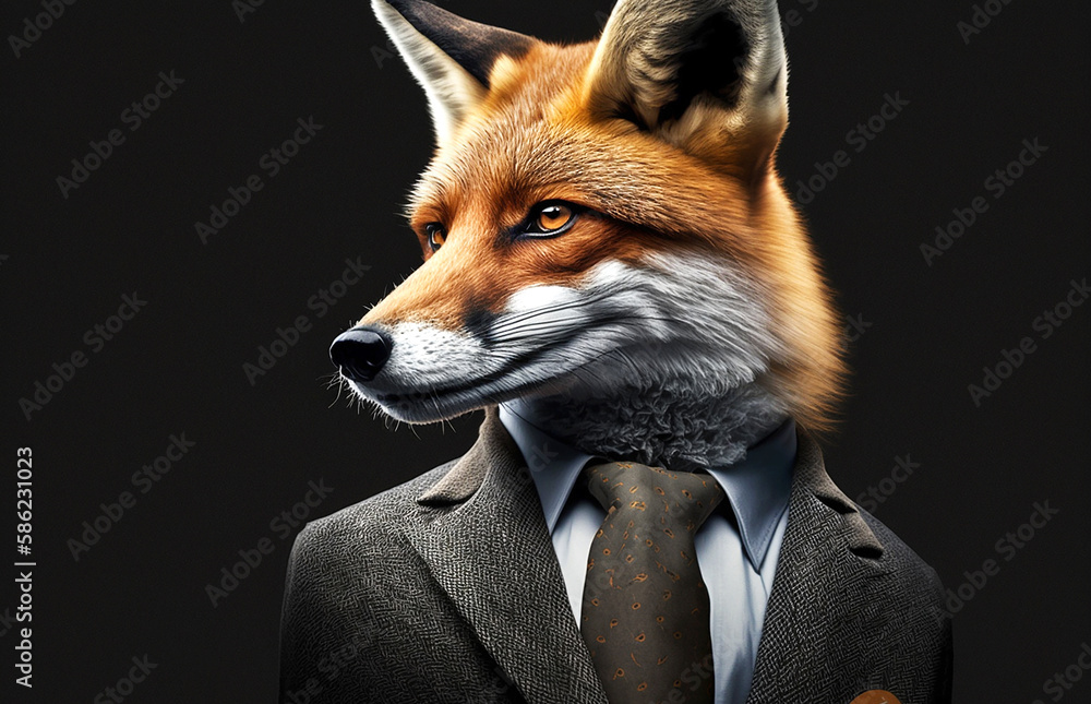 Gfox animal posing in business suit . enerative ai Stock Illustration ...