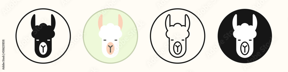 Lama icon set. Alpaca muzzle, llama head logo Stock Vector | Adobe Stock