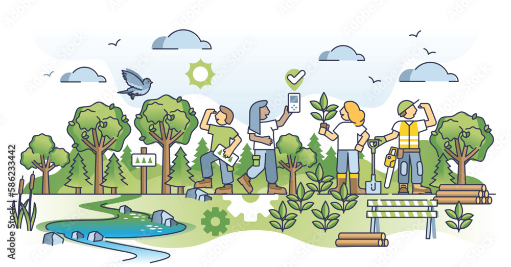 Sustainable forest management with selective harvesting outline concept ...