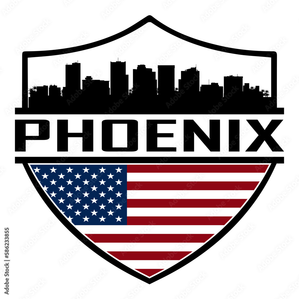 Phoenix Arizona USA Skyline Silhouette Sunset Travel Souvenir Sticker ...