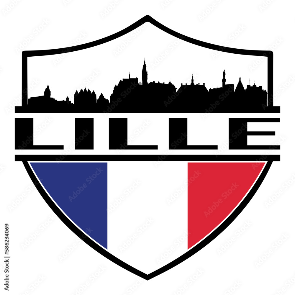 Lille France Skyline Silhouette Sunset Travel Souvenir Sticker Logo ...
