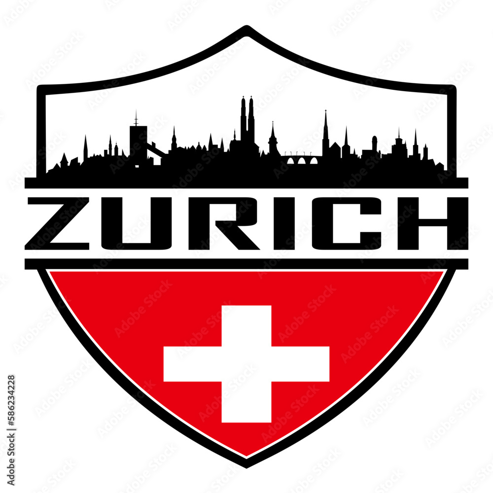 Zurich Switzerland Skyline Silhouette Sunset Travel Souvenir Sticker ...