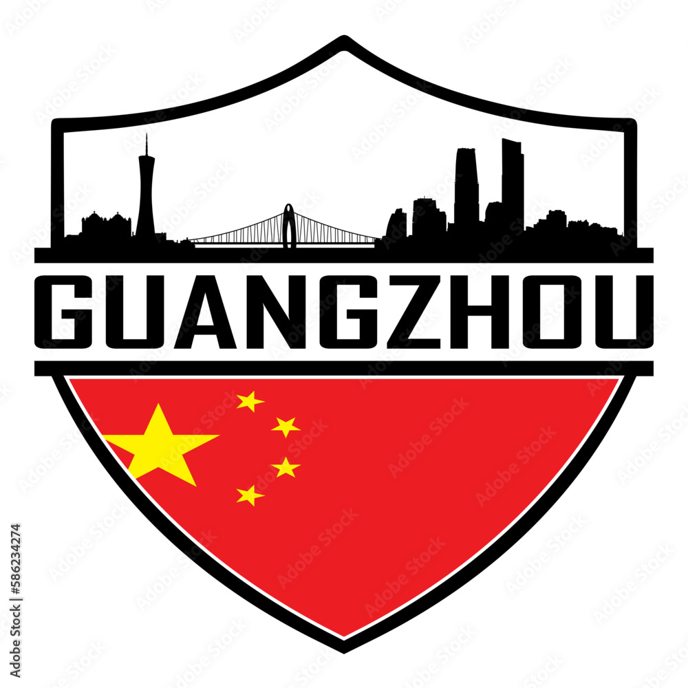Guangzhou China Skyline Silhouette Sunset Travel Souvenir Sticker Logo ...