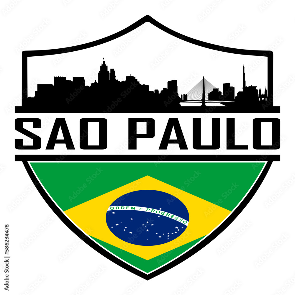 Sao Paulo Brazil Skyline Silhouette Sunset Travel Souvenir Sticker Logo ...