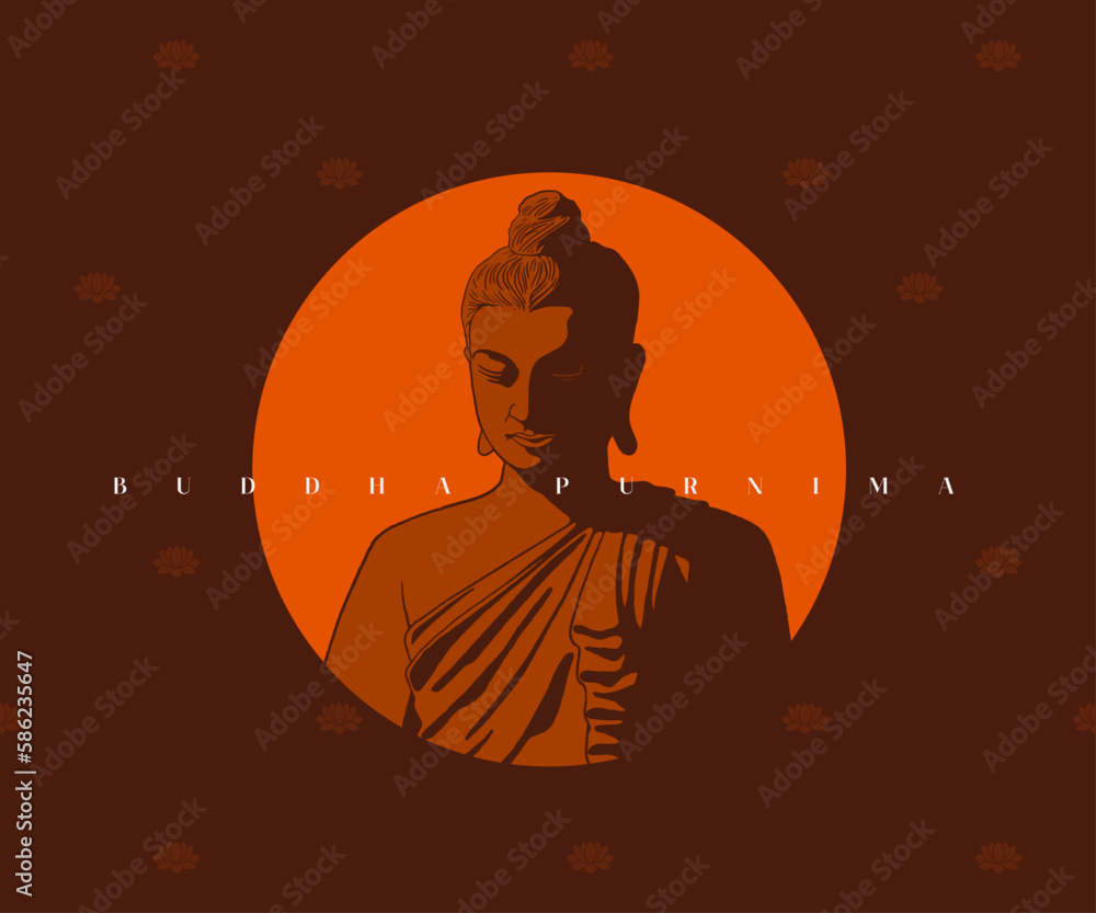 Buddha Purnima wishes greetings with a buddha minimal vector ...
