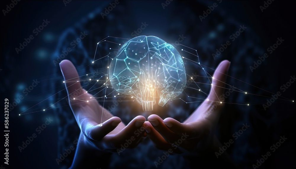 Ilustracja Stock: AI, Machine learning, big data network, Brain data ... Ilustracja Stock: AI, Machine learning, big data network, Brain data ...
