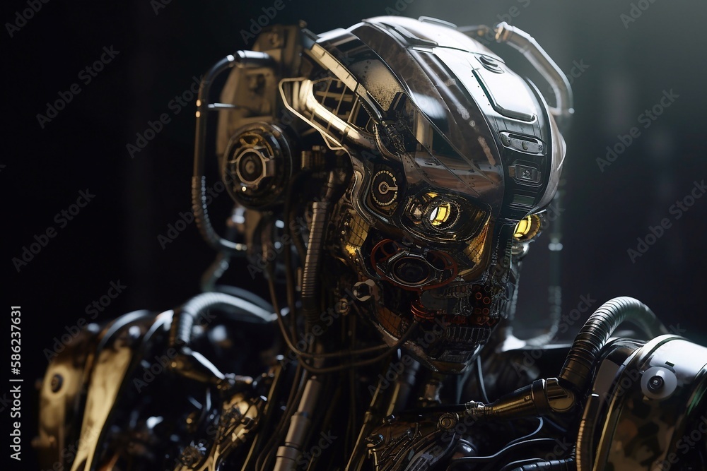 Robot intricately designed with visible gears, wires, and metallic ...