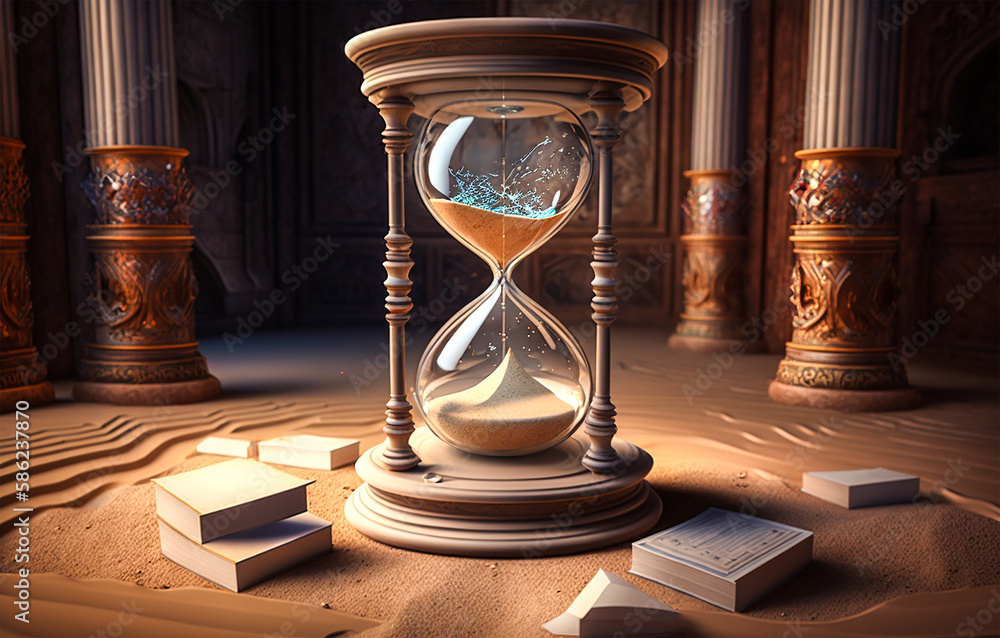 Fantasy Hourglass. Generative AI. A digital painting of a fantastical ...