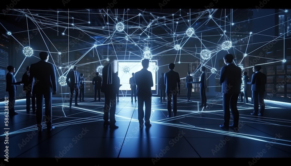 Businessman Drawing Client Network Structure Growing On Network ...