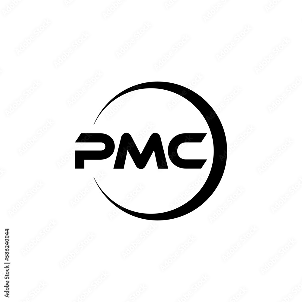 PMC letter logo design with white background in illustrator, cube logo ...