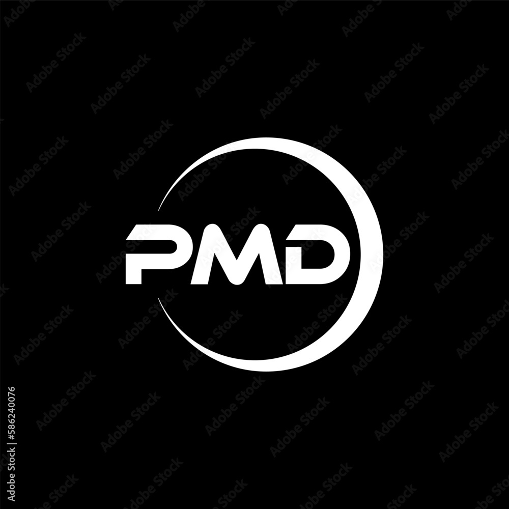 PMD letter logo design with black background in illustrator, cube logo ...