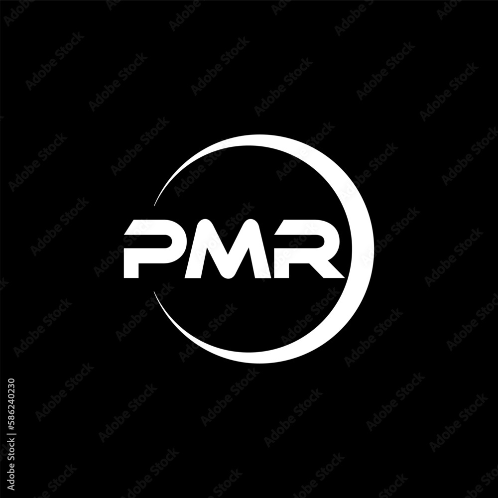 PMR letter logo design with black background in illustrator, cube logo ...