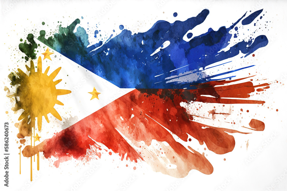 An Illustration of an Expressive Watercolor Painted Philippine Flag ...