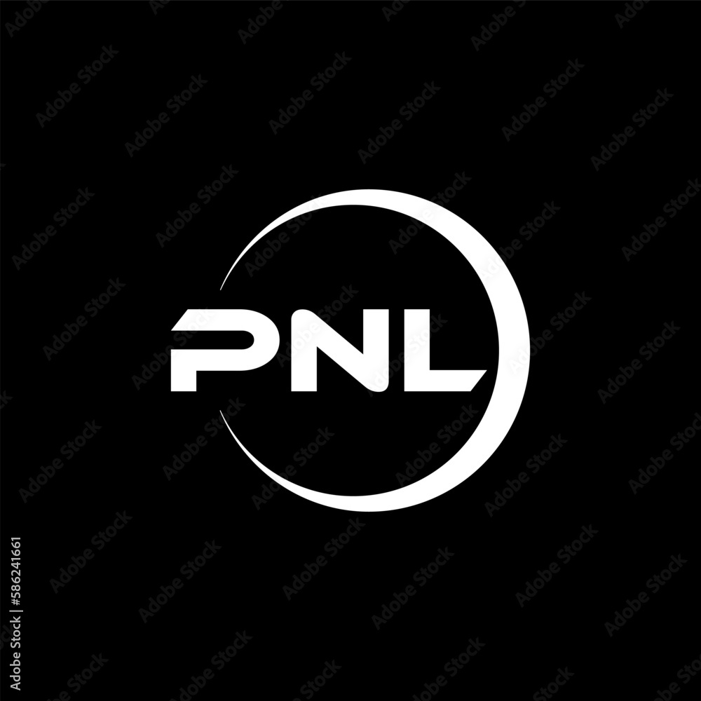 PNL letter logo design with black background in illustrator, cube logo ...