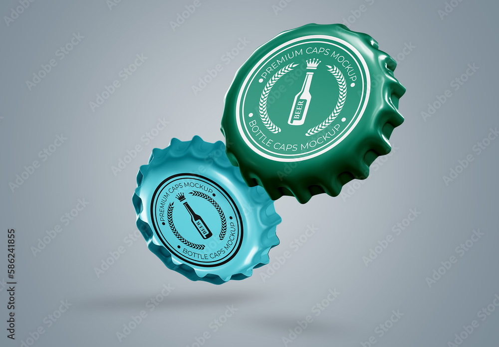 Bottle Caps Mockup Stock Template | Adobe Stock