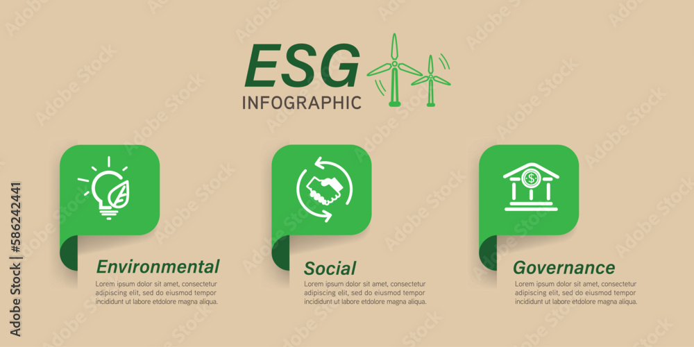 ESG Environment, Social, Governance, corporate infographic. Business ...
