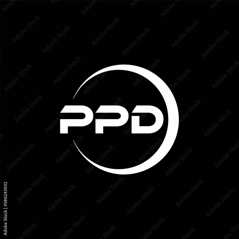 PPD letter logo design with black background in illustrator, cube logo ...