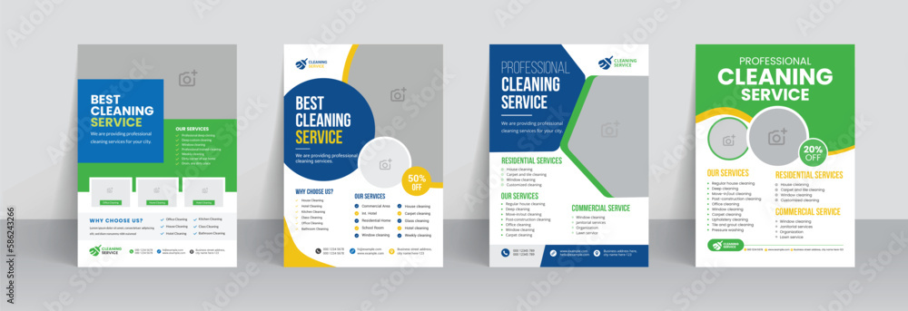 Vetor de Cleaning service flyer creative template with sports event ...