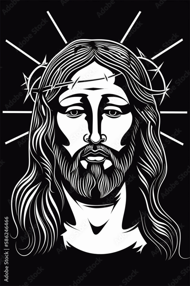 Jesus on cross on Easter being crucified with crown of thorn on his ...