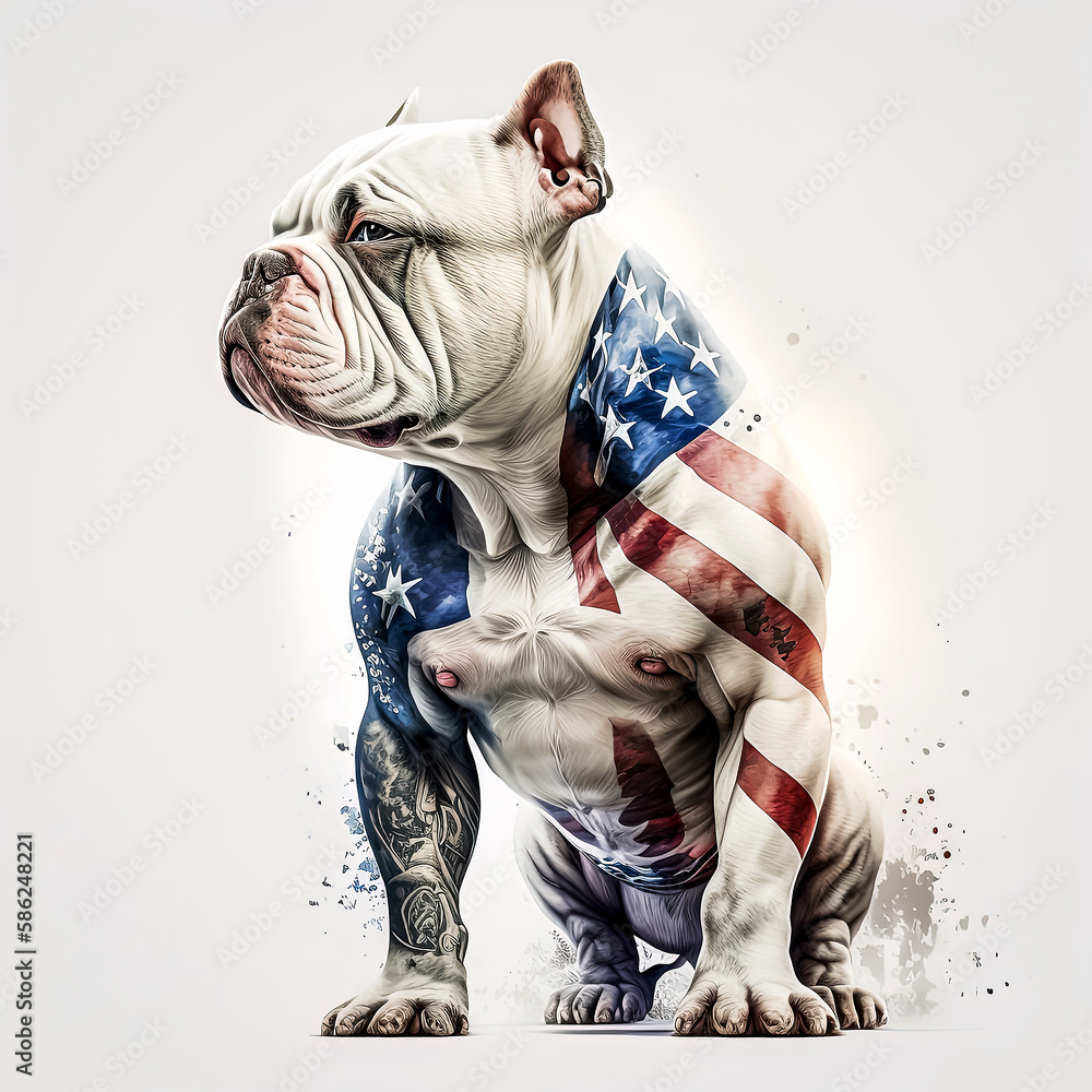 Proud to be American: Patriotic American Bully with USA Flag. AI ...