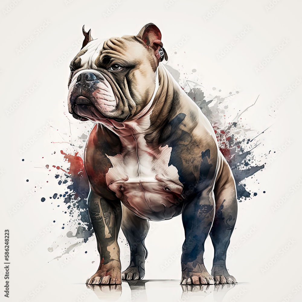 Watercolor American Bully: A Stunning Tribute to American Pride. AI ...