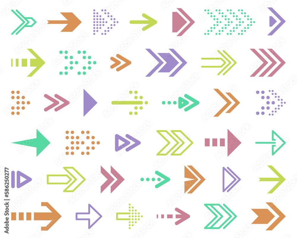 Big set of flat modern simple arrows isolated on white background ...