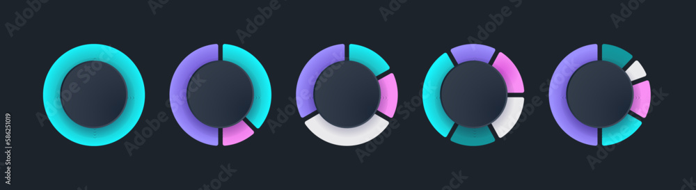 Pie charts or circle graphs with data in proportionate circular ...