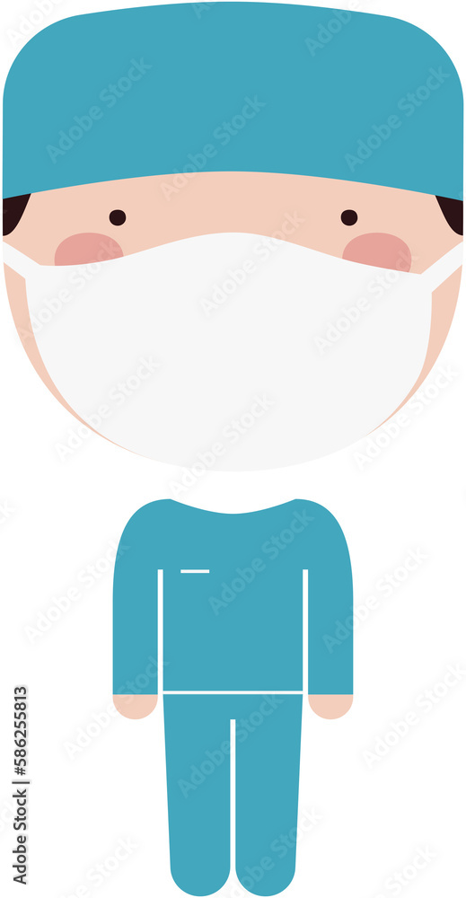 Doctor hombre cirujano con barbijo, cofia y ambo Stock Illustration ...