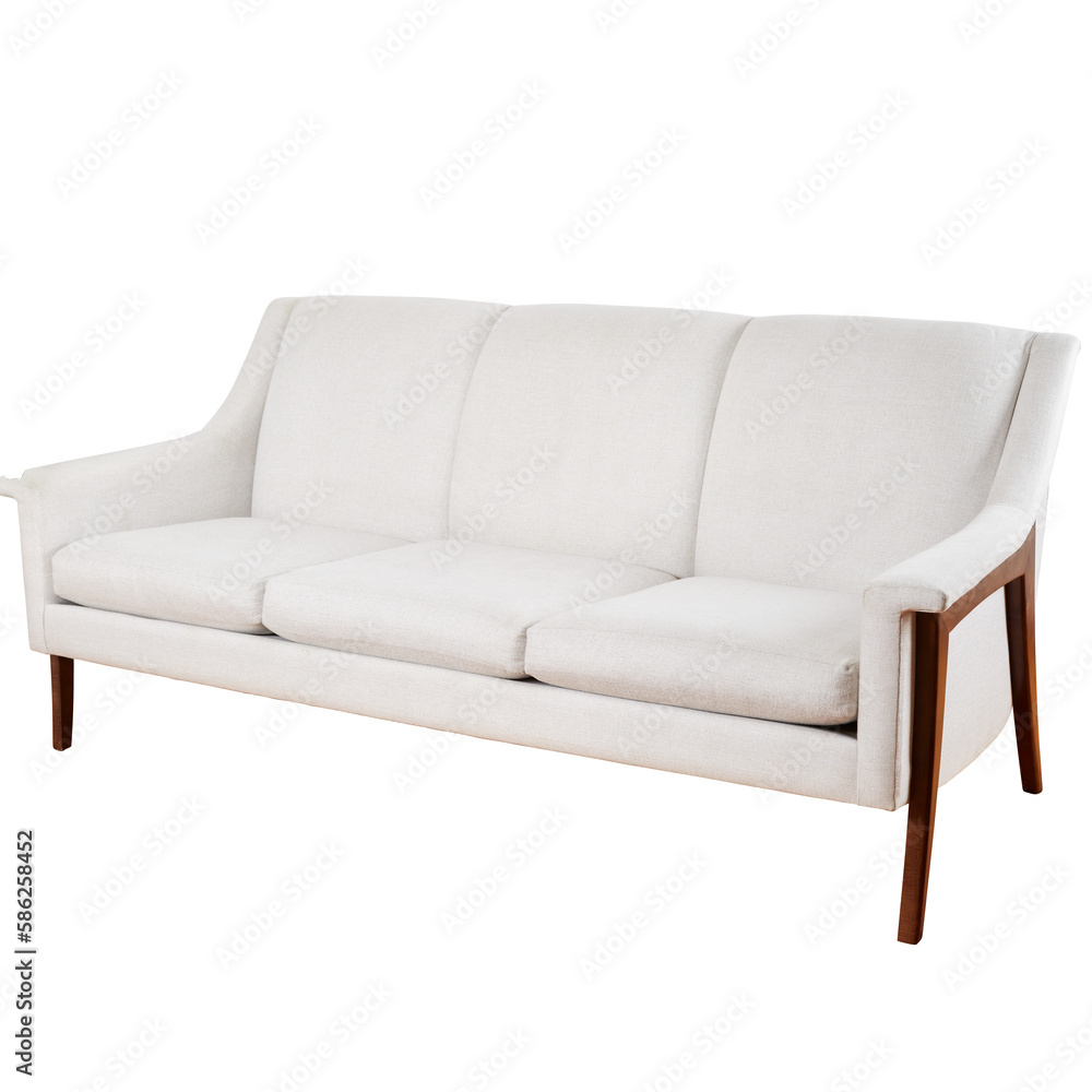 Mid-century modern white sofa. Stylish vintage couch with sculptural ...