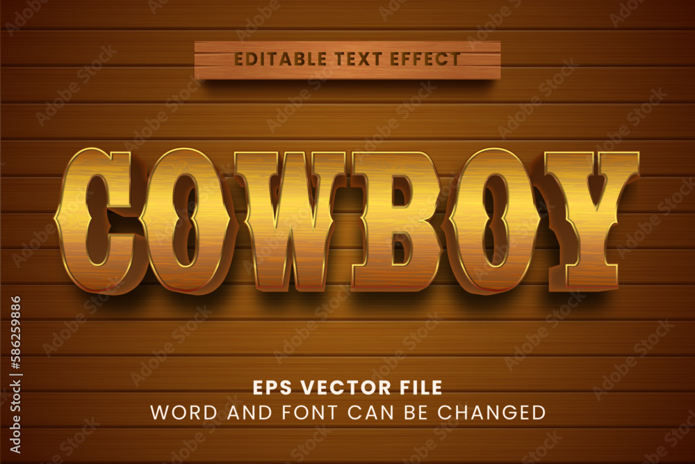 cowboy text effect vector editable Stock Vector | Adobe Stock