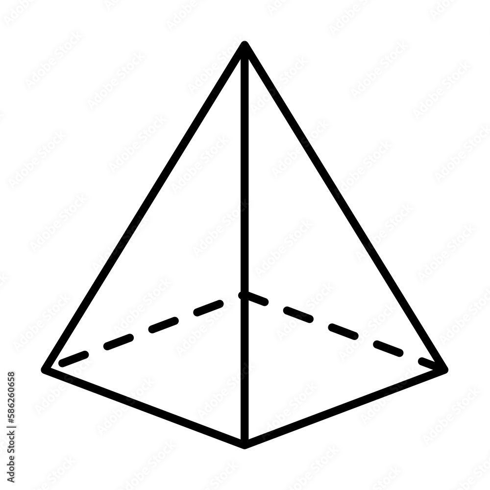 Geometric shapes, square pyramid icon. Simple line, outline 3d figures ...