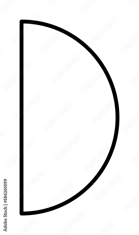 Geometric shapes, half circle icon. Simple line, outline 3d figures ...