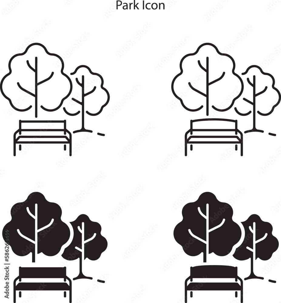 Park bench icon. Outline park bench icon for web design isolated on ...