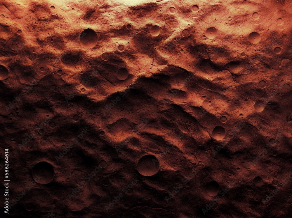 Surface of Mars, large craters and mountains on the surface of the red ...