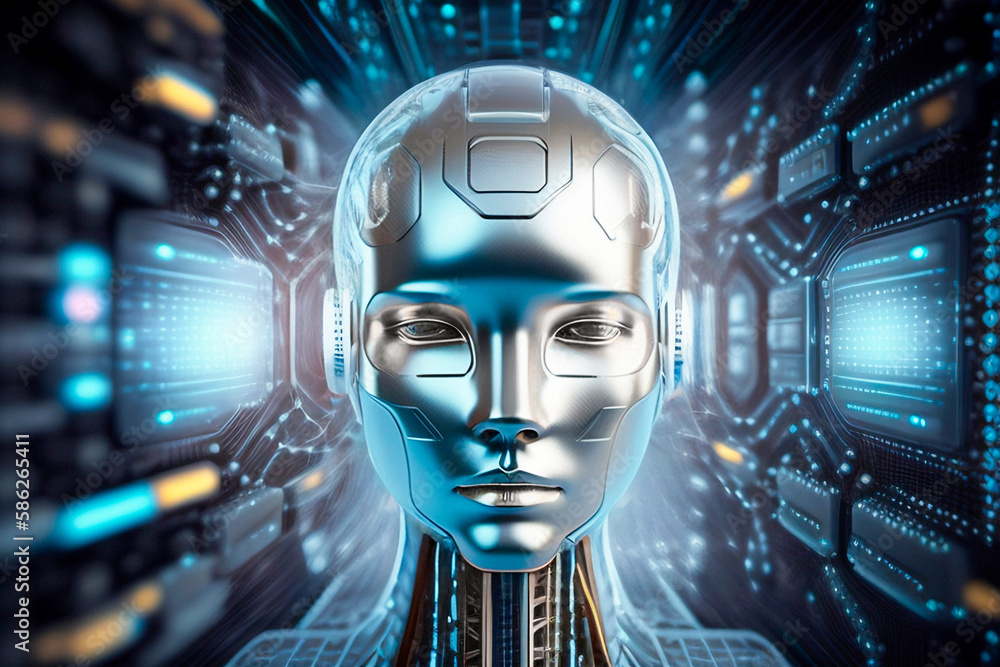 Computer system background with digital image of artificial ...